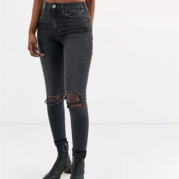 Jeans | Topshop Jamie Jeans With Knee Rips In Black | Poshmark